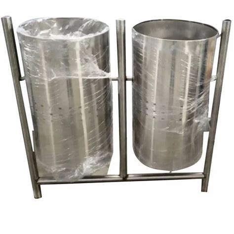 Swing Type Stainless Steel Twin Bin With Stand For Public Place