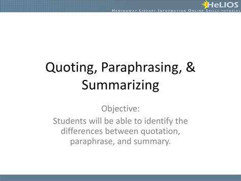 ppt quoting paraphrasing and summarizing powerpoint presentation id