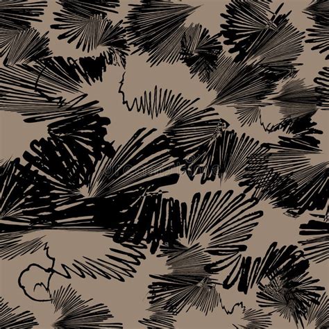 Abstract Doodle Vector Seamless Pattern On Contrasting Background Zigzag Strokes Stock Vector