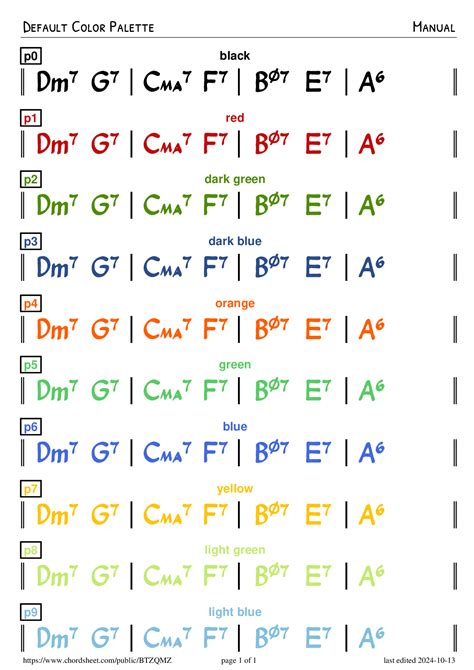 Default Color Palette · Manual · Png Preview· Chord Sheet Maker Online