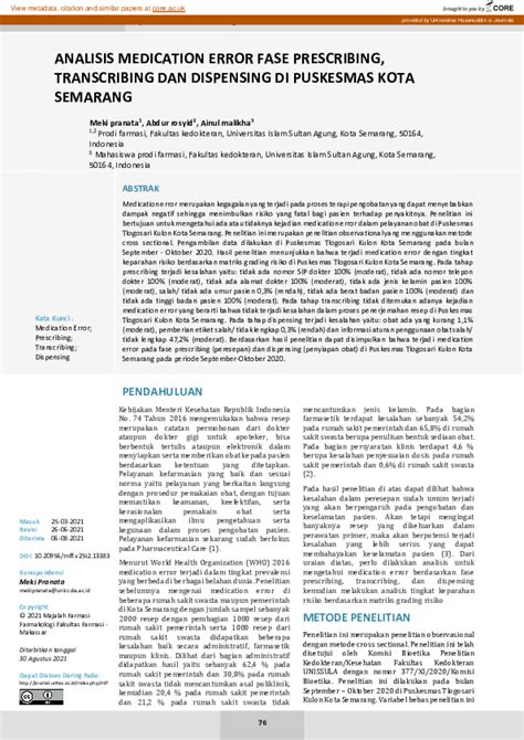 Pdf Analisis Medication Error Fase Prescribing Transcribing Dan