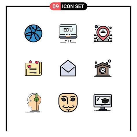 9 User Interface Filledline Flat Color Pack Of Modern Signs And Symbols Of Message Business