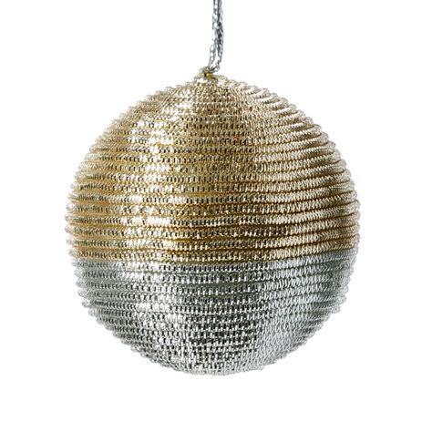 Mercer Reid Striped Silver And Champagne Thin Tinsel Bauble Adairs
