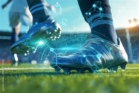 Soccer Strategy Visualization Close Up Of Football Boots On Grass With Tactical Diagrams In