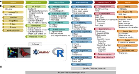 common msi data analysis steps and the corresponding functionalities in