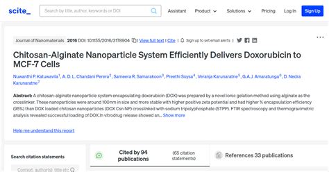 Chitosan Alginate Nanoparticle System Efficiently Delivers Doxorubicin