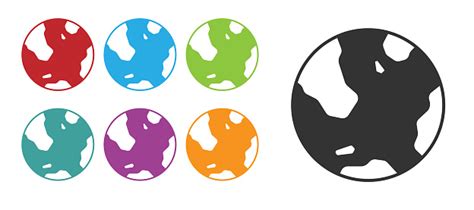 흰색 배경에 고립 된 블랙 어스 글로브 아이콘 세계 또는 지구 기호 글로벌 인터넷 기호 기하학적 모양 다채로운 아이콘을 설정합니다 벡터 0명에 대한 스톡 벡터 아트 및 기타