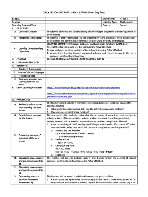 Week 4 Day 2 Pdf Equations Teaching Mathematics