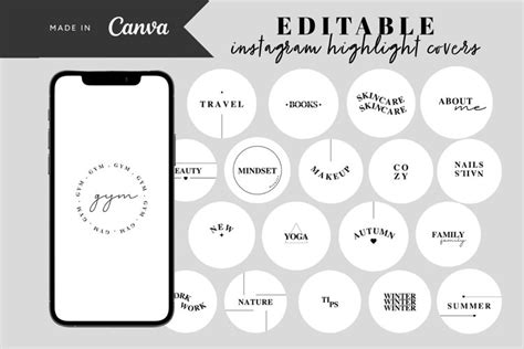 White Business Instagram Icons Canva Editable