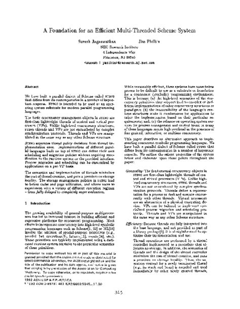 Pdf A Foundation For An Efficient Multi Threaded Scheme System