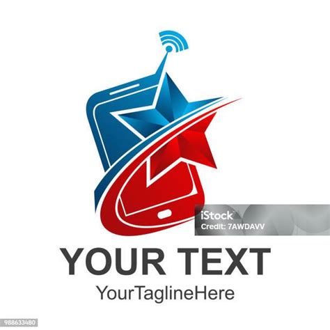 Wifi 아이콘와 스타 3d 휴대폰 블루 그레이 Swoosh 심볼 로고 디자인 요소 고객에 대한 스톡 벡터 아트 및 기타 이미지