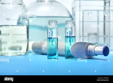 Scientific Background In Blue And White Tools For Histopathology Fixative Vials For Biopsy