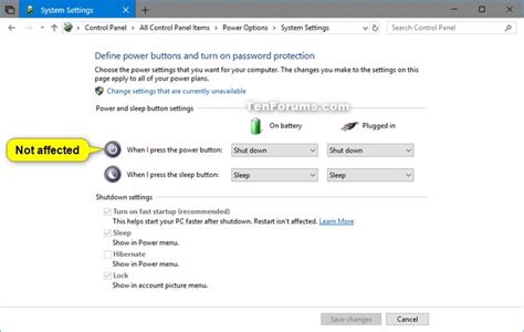 Add Or Remove Power Button Action From Power Options In Windows Tutorials