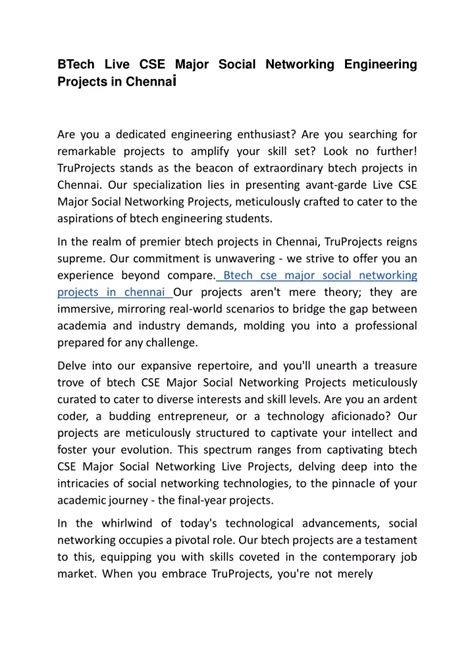 Ppt Veeresh Btech Live Cse Major Social Networking Engineering Projects 1 Powerpoint