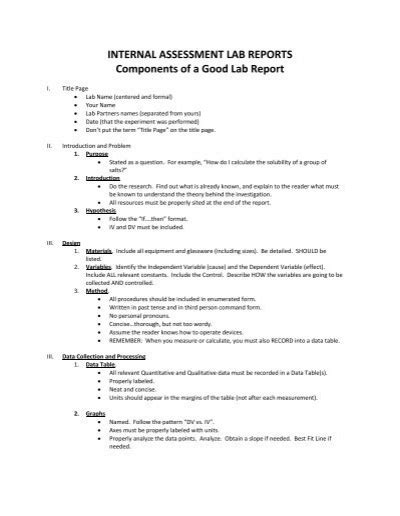 Components Of A Good Lab Report Components Of A Good Lab Report