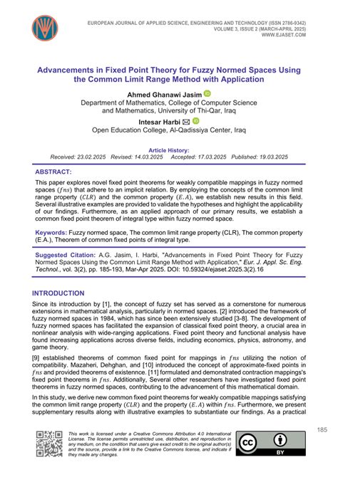 Pdf Advancements In Fixed Point Theory For Fuzzy Normed Spaces Using The Common Limit Range