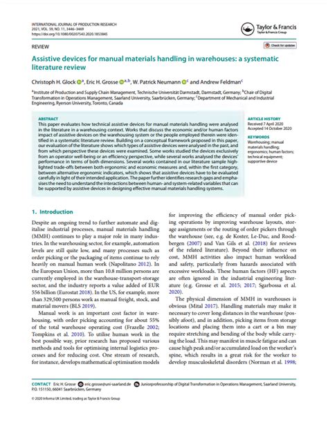 Human Factors In Manual Materials Handling Jun Prof Dr Eric Grosse Universität Des Saarlandes