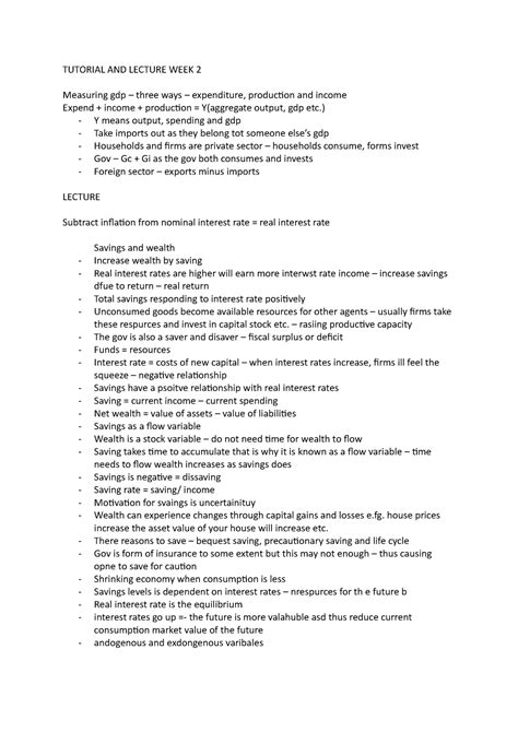 tutorial and lecture week 2 macro tutorial and lecture week 2 measuring gdp three ways