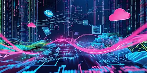 Abstract Digital Landscape With Flowing Data Streams Circuit Patterns