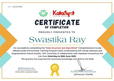 swastika ray on linkedin datastructures algorithms certification