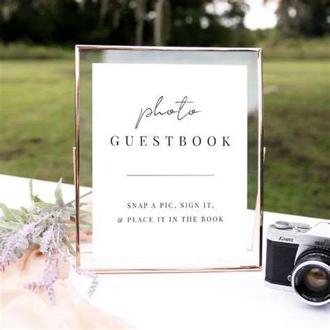 modern minimal script wedding photo guestbook zazzle
