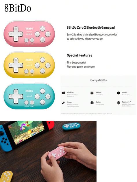 8bitdo Zero 2 Bluetooth Gamepad For Switch Windows Android Macos Micro