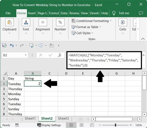 How To Convert Weekday String To Number In Excel