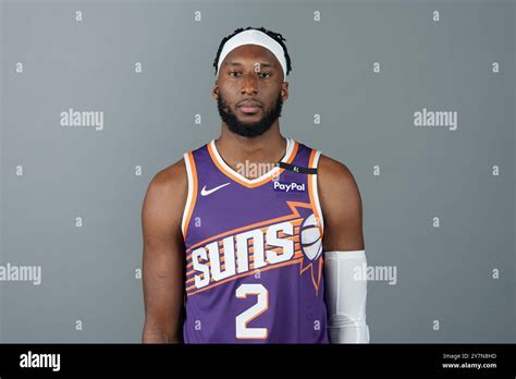 Phoenix Suns forward Josh Okogie poses for a photo during an NBA basketball media day Monday ...