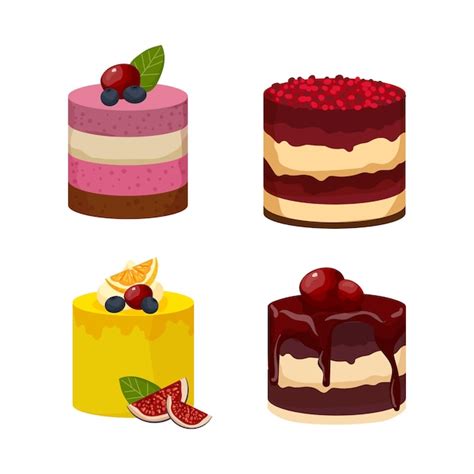 케이크의 다채로운 삽화 프리미엄 벡터