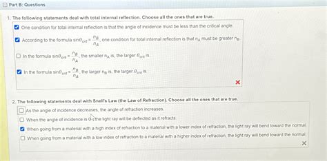 Solved Part B QuestionsThe Following Statements Deal With Chegg
