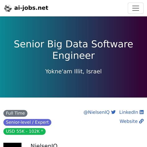 Hiring Senior Big Data Software Engineer In Yokneam Illit Israel Raimljobs