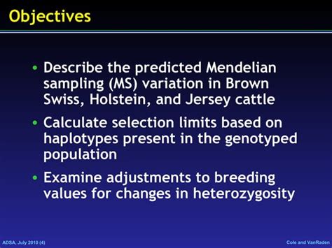 Use Of Haplotypes To Predict Selection Limits And Mendelian Sampling Ppt