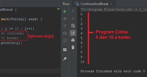 java kodlama Örnekleri 30 continue ve break deyimleri tam weblik