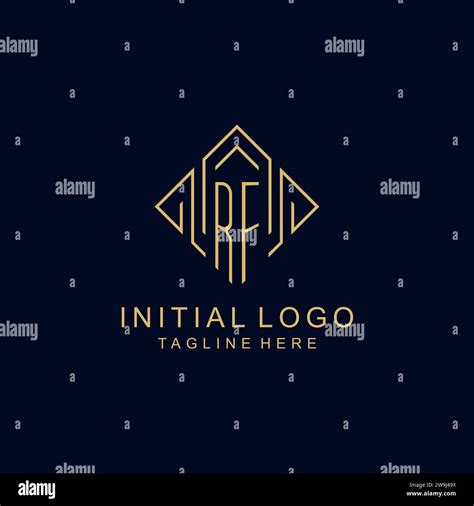 Initial Logo Rf Monogram With Rhombus Line Style Design Vector Graphic Stock Vector Image And Art