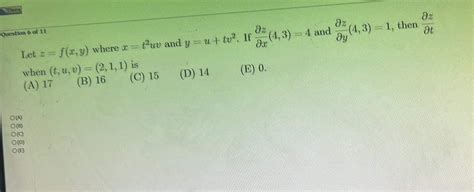 Solved Geedion 6 Of 11 Let Z F X Y Where X T2uv And