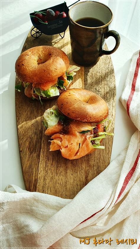 연어 베이글 샌드위치 반했어 브런치 만들기 네이버 블로그