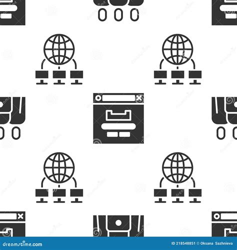Set Online Class Browser Window And Computer Network On Seamless Pattern Vector Stock Vector