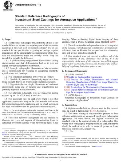 Astm E192 13 Standard Reference Radiographs Of Investment Steel
