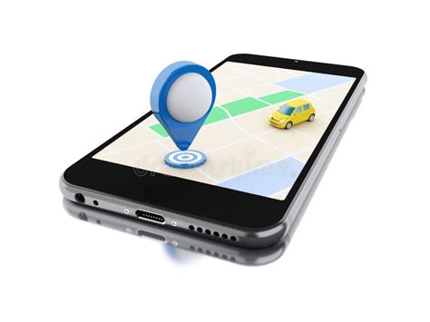 3d Smartphone With A Map And Blue Map Pointer Stock Illustration