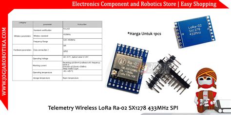Telemetry Wireless Lora Ra 02 Sx1278 433mhz Spi Toko Komponen