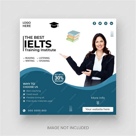 Premium Vector Vector English Courses Social Media Post Design Template