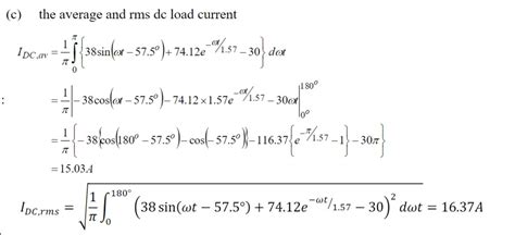 Solved C The Average And Rms Dc Load Current Chegg Com