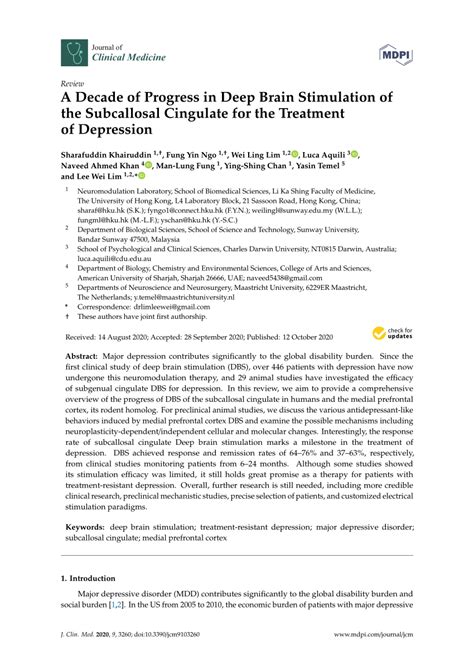 Pdf A Decade Of Progress In Deep Brain Stimulation Of The Subcallosal Cingulate For The