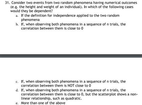 Solved 31 Consider Two Events From Two Random Phenomena