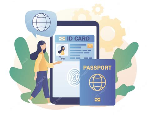 Premium Vector Biometric Documents In Smartphone App Smart Id Card Concept Digital Passport