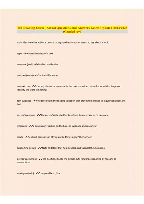 Tsi Exam Actual Questions And Answers Latest Updated 20242025