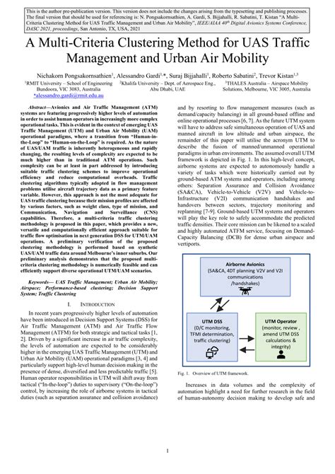 Pdf A Multi Criteria Clustering Method For Uas Traffic Management And