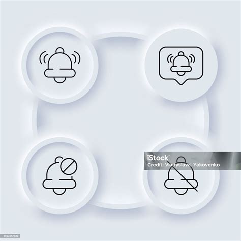 벨 설정 아이콘입니다 알람 시계 알림 파일 이벤트 예약 설정 알림 벨소리 무음 모드 알림 시간 관리 시간 엄수 개념 신형성 비즈니스에 대 한 벡터 라인 아이콘 개념에 대한