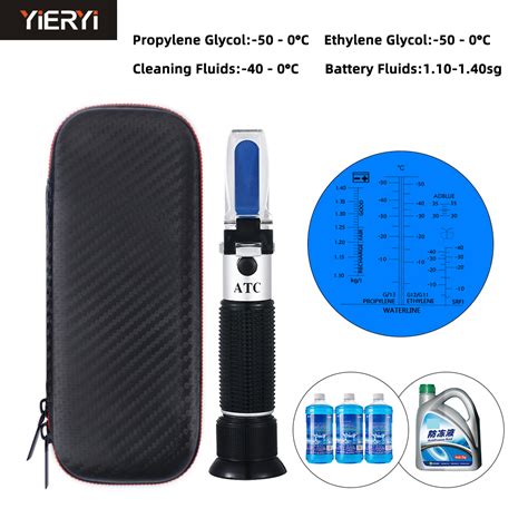 YIERYI Handheld Antifreeze Refractometer Tool 4-in-1 Car Engine Fluid Glycol Antifreeze Freezing ...