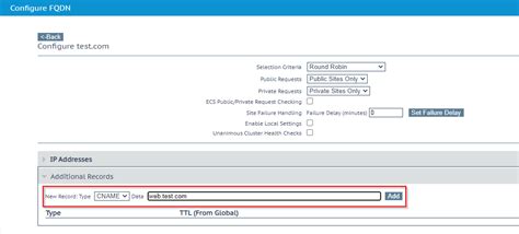 how to create a cname for a fqdn using geo gslb kemp support